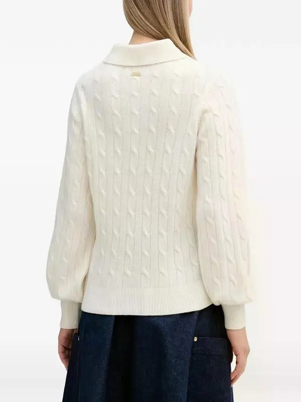Barbour Evie Cable-knit Polo Top - Neutrals