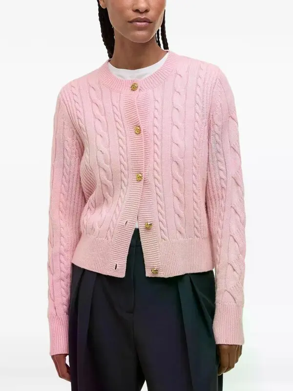 Barbour Elina Cable Knit Button Cardigan - Pink