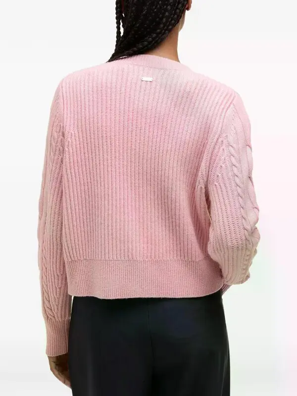 Barbour Elina Cable Knit Button Cardigan - Pink