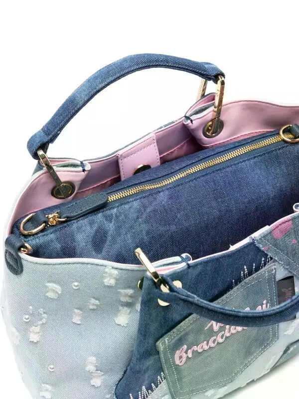 BRACCIALINI Amy Jeans Denim Patchwork Tote Bag