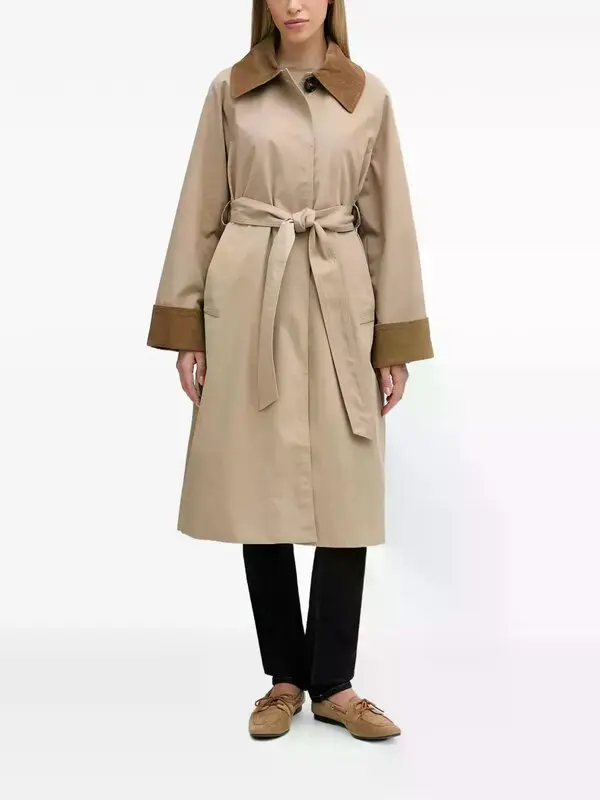 Barbour Corduroy-trim Belted Coat - Neutrals