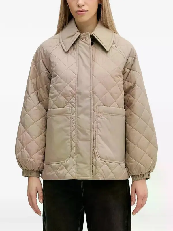 Barbour Quilted Jacket With Check Collar