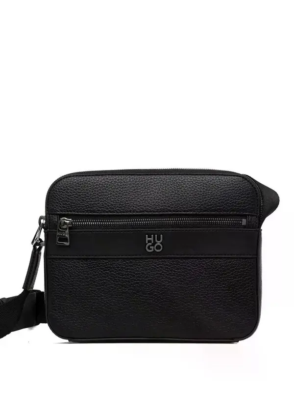 Hugo Logo Zip Shoulder Bag - Black