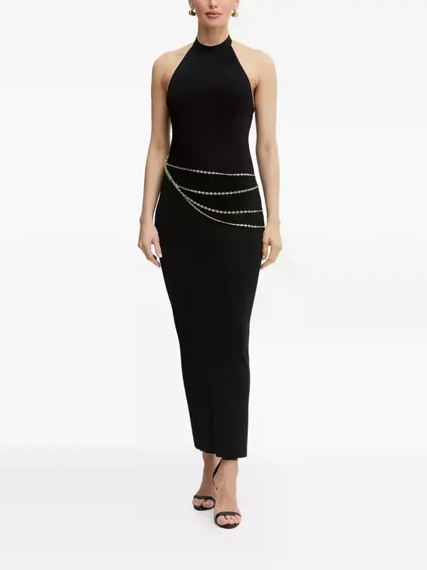 Herve Leger Sybil Halterneck Maxi Dress With Chain Detail