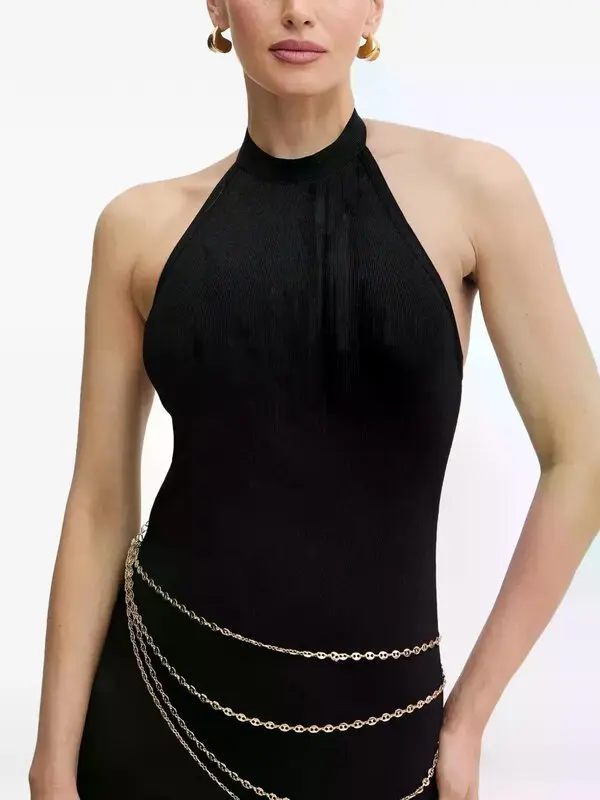 Herve Leger Sybil Halterneck Maxi Dress With Chain Detail