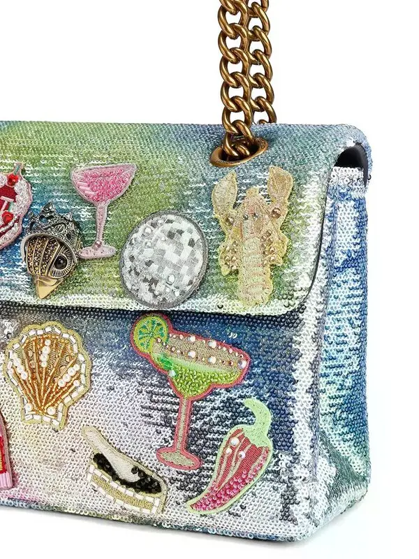 Kurt Geiger Sequin-embellished Shoulder Bag - Silver