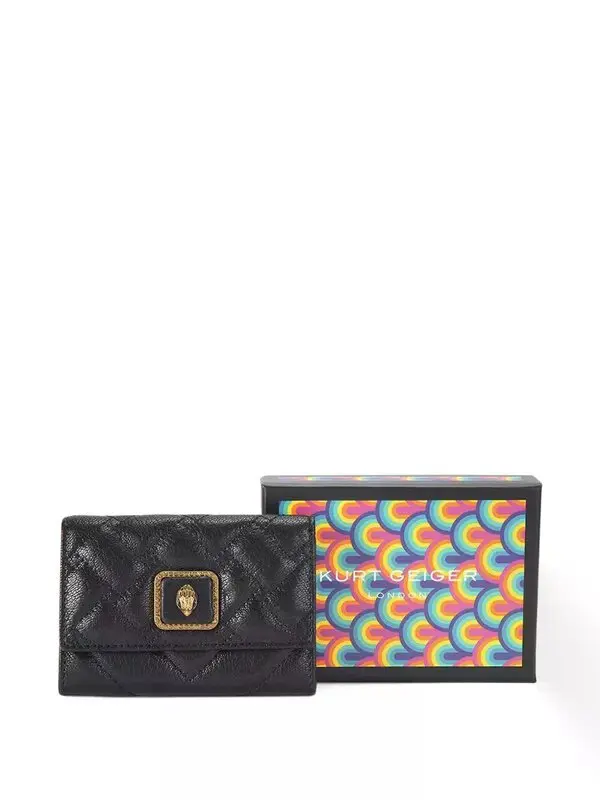 Kurt Geiger Quilted Eagle Plaque Card Holder - Black