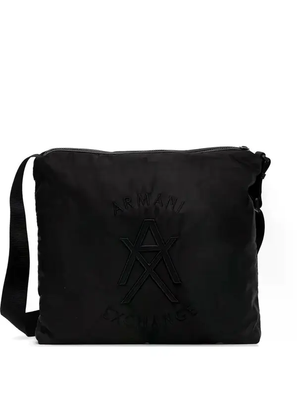 Armani Exchange Logo-embroidered Messenger Bag - Black