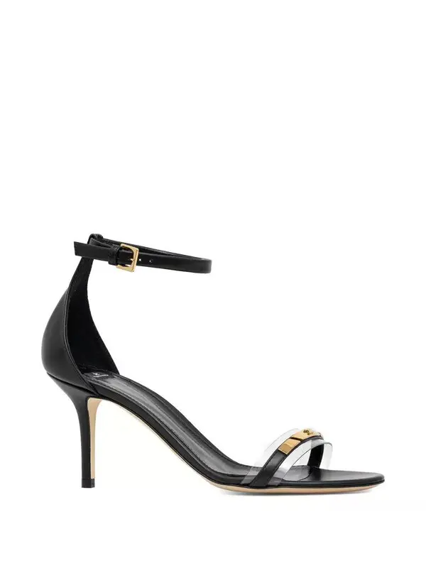 Elisabetta Franchi Leather Sandals With Transparent Insert
