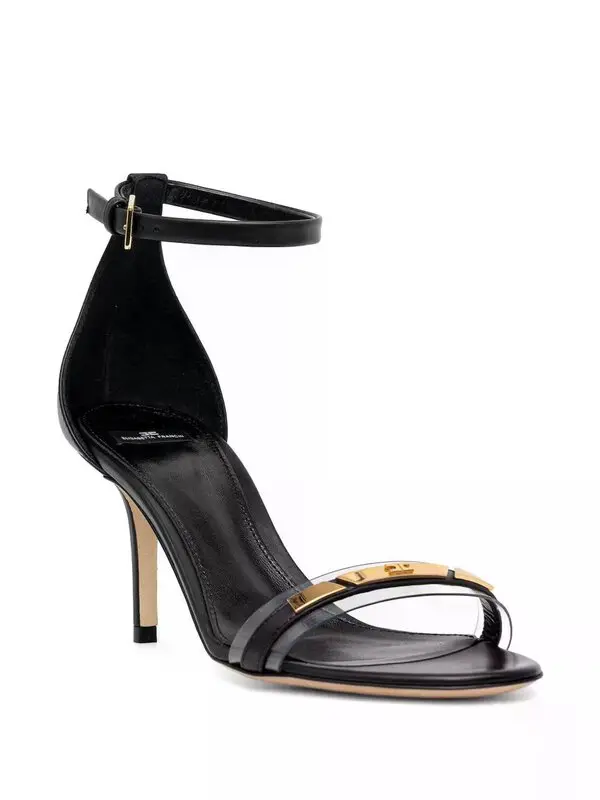 Elisabetta Franchi Leather Sandals With Transparent Insert