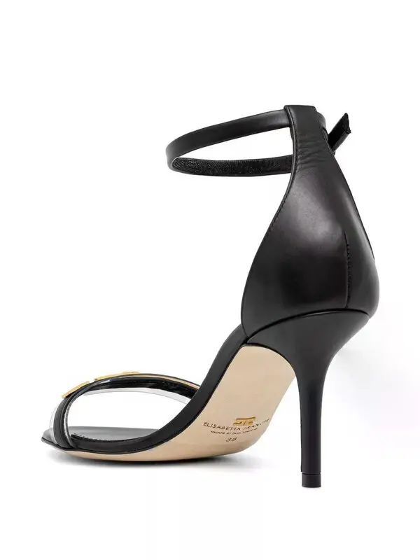 Elisabetta Franchi Leather Sandals With Transparent Insert