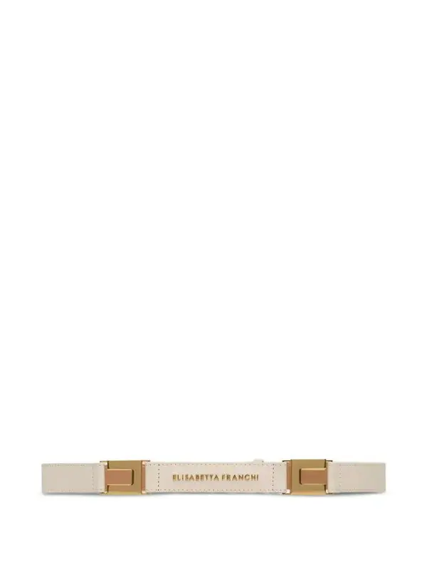 Elisabetta Franchi Logo Leather Belt - Neutrals