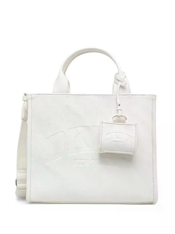Dkny Logo-embossed Charm Tote - White