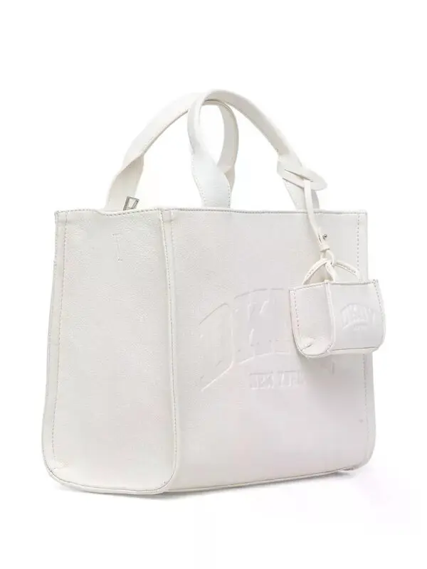Dkny Logo-embossed Charm Tote - White