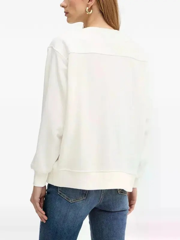 Elisabetta Franchi Jersey Sweatshirt With Cut-out Shoulders And Embroidered Logo - Neutrals