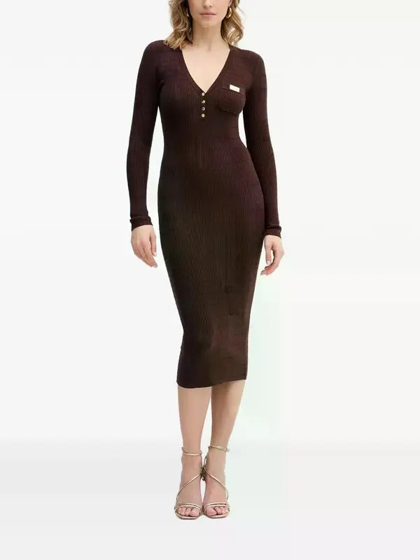 Elisabetta Franchi Micro-braided Knit Dress - Brown
