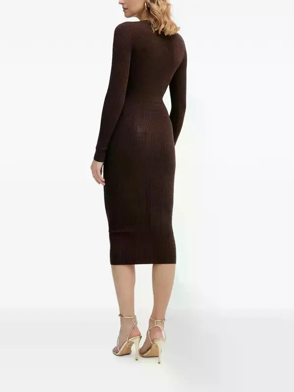 Elisabetta Franchi Micro-braided Knit Dress - Brown