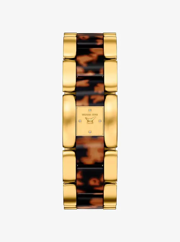 Michael Kors Petite Darrington Gold-tone And Tortoiseshell Acetate Watch