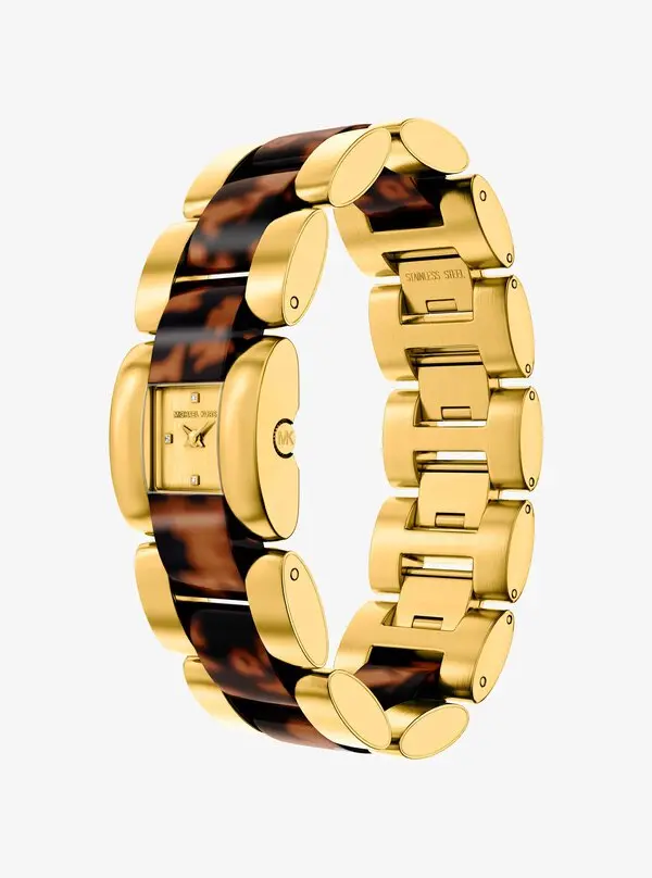 Michael Kors Petite Darrington Gold-tone And Tortoiseshell Acetate Watch