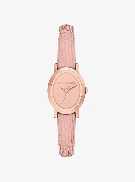 Michael Kors Petite Maude Lizard Embossed Leather Watch - Pink