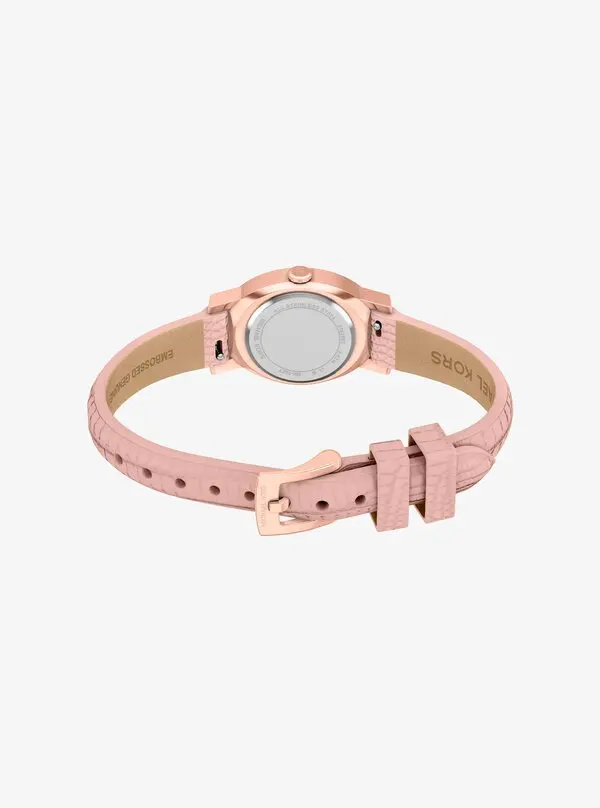 Michael Kors Petite Maude Rose Gold-tone And Lizard Embossed Leather Watch In By