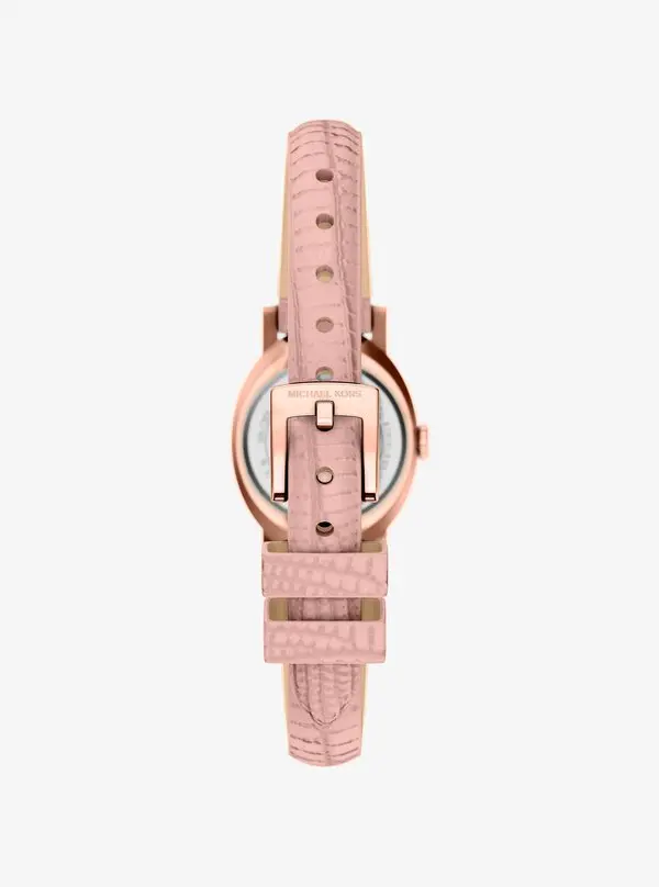 Michael Kors Petite Maude Rose Gold-tone And Lizard Embossed Leather Watch In By