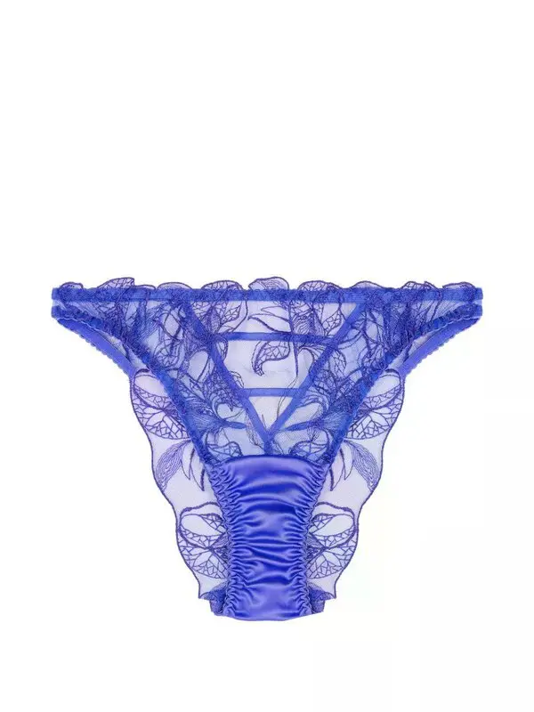 FLEUR OF ENGLAND Iris Brazilian Floral-embroidery Brief - Blue