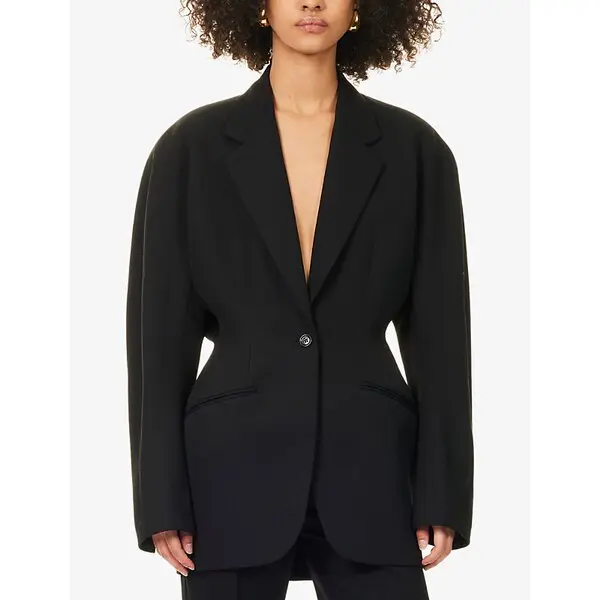 MUGLER Grain Single-breasted Wool Blazer