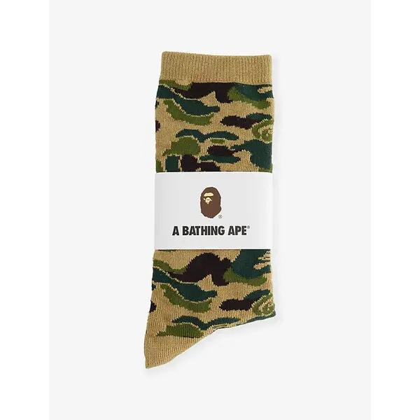 A BATHING APE Camo-print Stretch-cotton Socks - Green