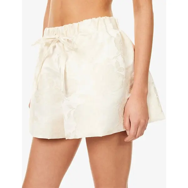 Simone Rocha Rose-print Jacquard Woven Shorts