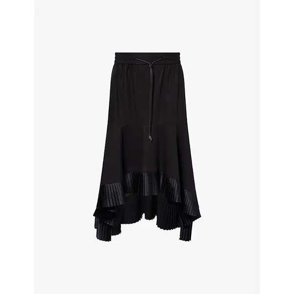 Sacai Pleated Asymmetric Midi Skirt