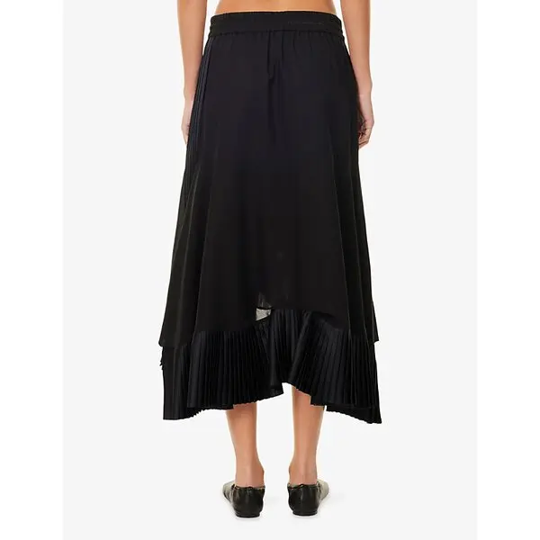 Sacai Pleated Asymmetric Midi Skirt