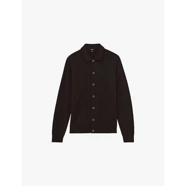 REISS Wool Cardigan With V-stitch Detail