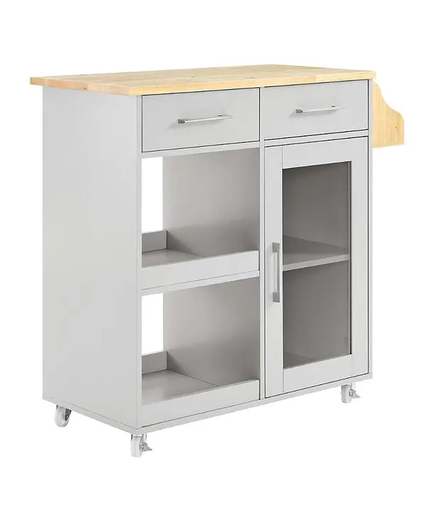 MODWAY Culinary Kitchen Cart With Spice Rack - Light Gray Natural