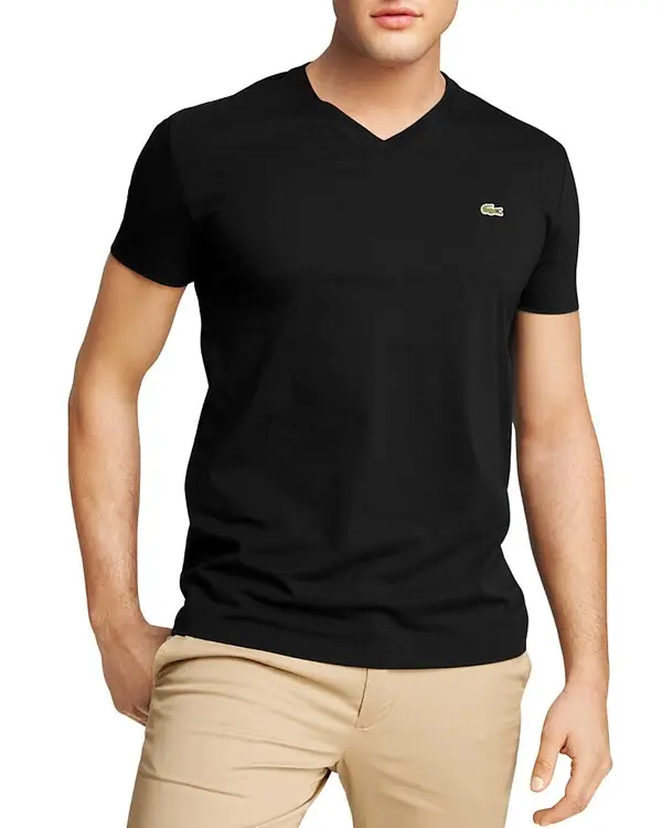Lacoste Solid V-neck Tee