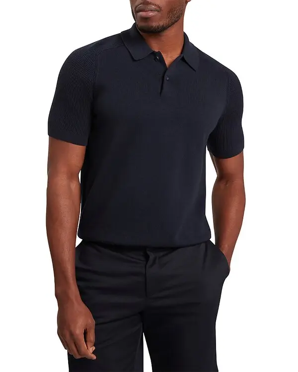 Ted Baker London Otiso Ribbed Raglan Sleeve Polo - Navy