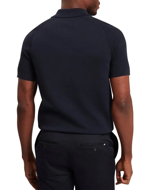Ted Baker London Otiso Ribbed Raglan Sleeve Polo - Navy