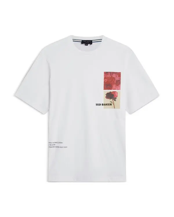 Ted Baker London Floraen Short Sleeve Chest Graphic Tee - White