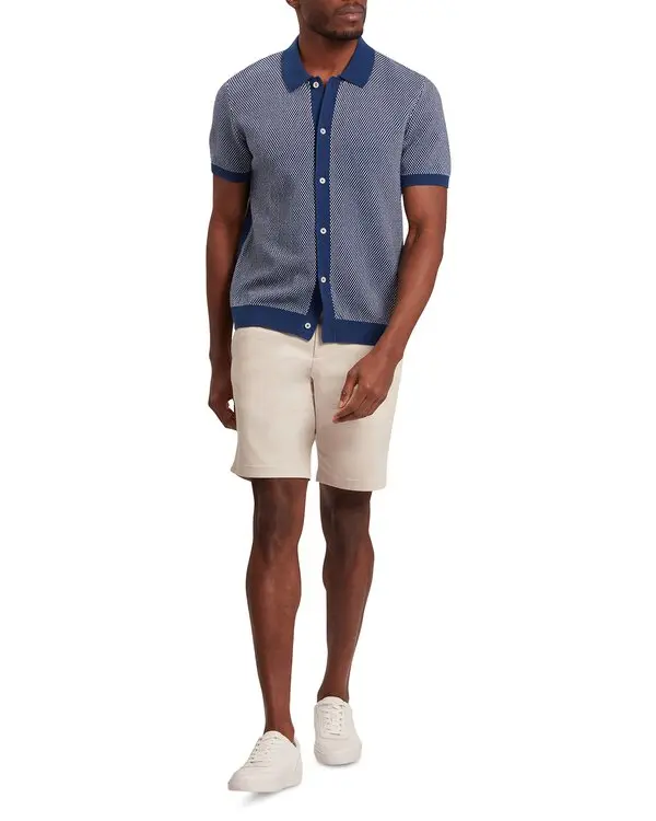 Ted Baker London Noliva Short Sleeve Small Stitch Button Through Polo - Mid Navy
