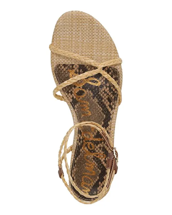 Sam Edelman Braided Flat Sandals With Ankle Strap - Natural