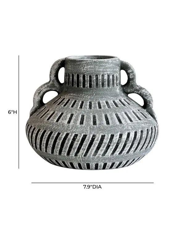 TOV FURNITURE Earthenware Aztec Wide Flower Vase
