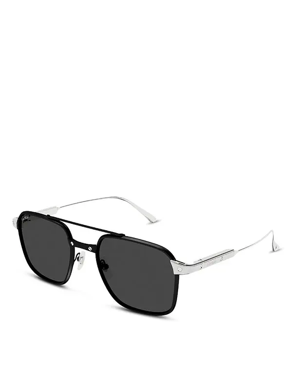 CARTIER Rectangular Sunglasses, 54mm - Black/smoke