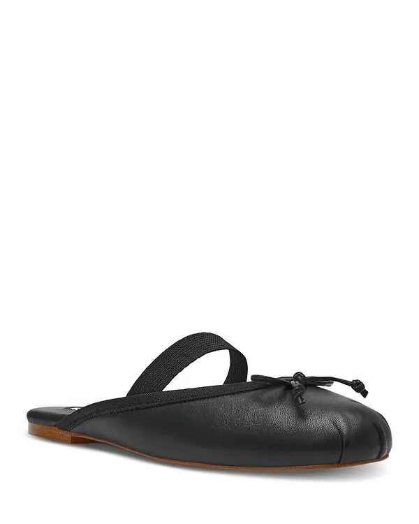 Steve Madden Satin Ballerina Flats - Black Leather