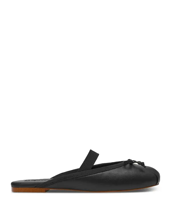 Steve Madden Satin Ballerina Flats - Black Leather