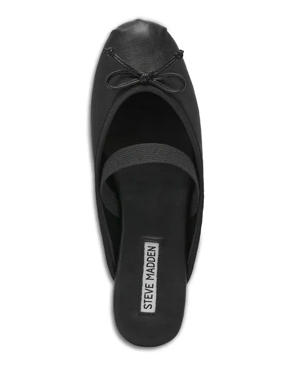 Steve Madden Satin Ballerina Flats - Black Leather