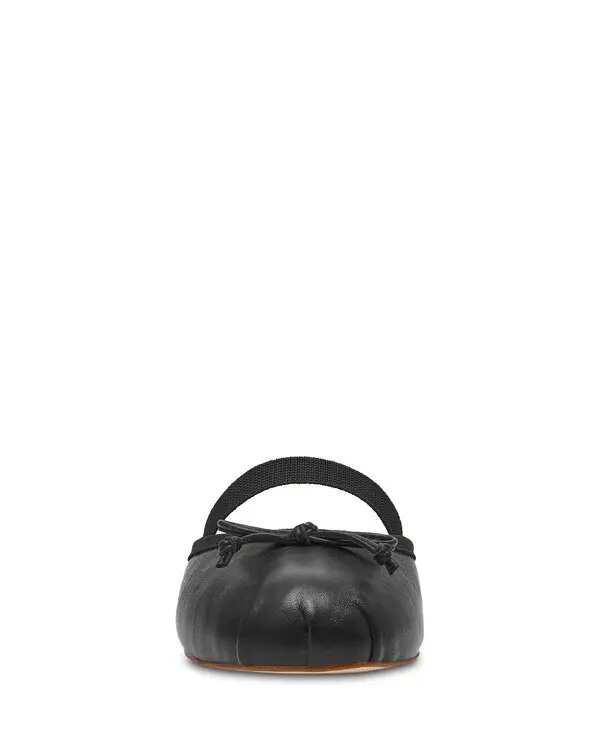 Steve Madden Satin Ballerina Flats - Black Leather