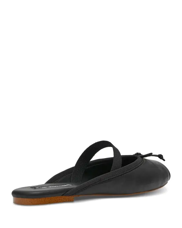 Steve Madden Satin Ballerina Flats - Black Leather