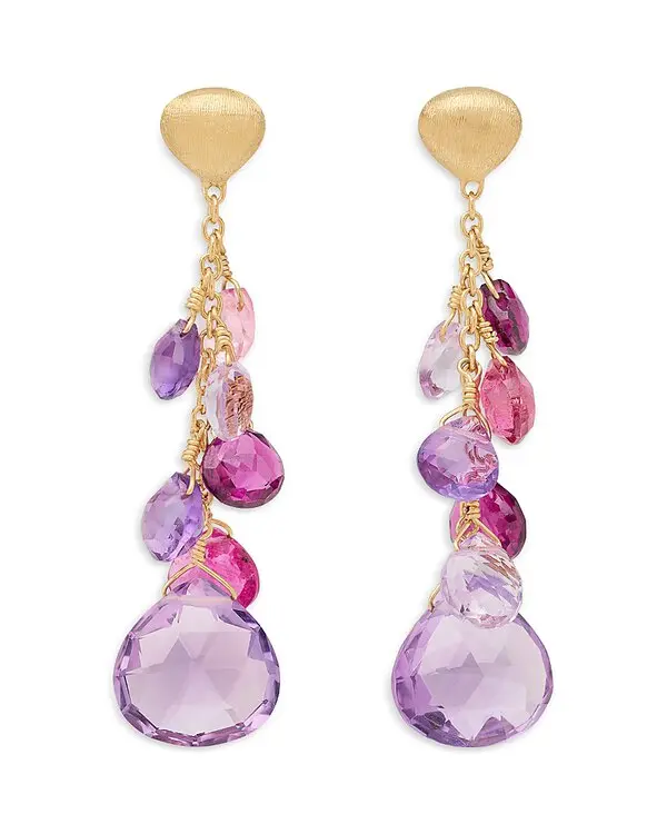 Marco Bicego 18k Yellow Paradise Multi Gemstone Chain Drop Earrings - Gold