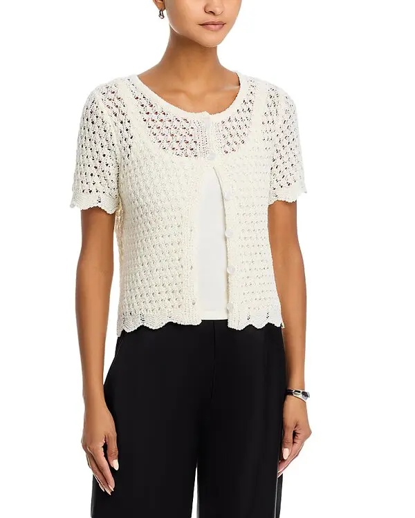 FORE Eyelet Crocheted Cardigan