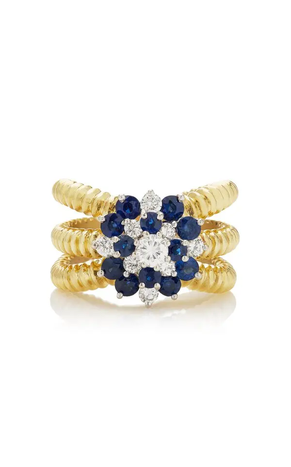 FOR FUTURE REFERENCE VINTAGE 1970's Sapphire And Diamond Ring - Gold